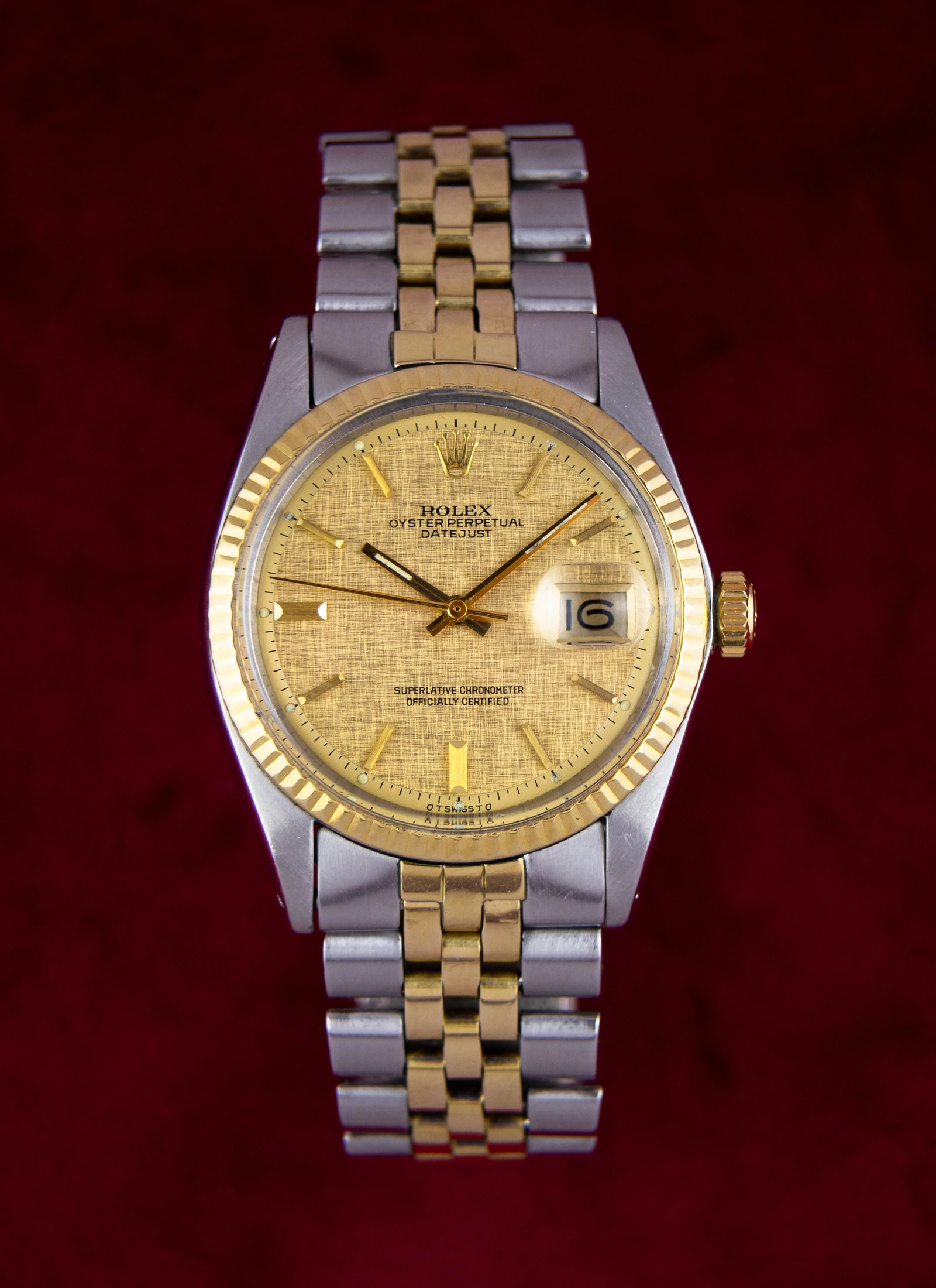 1973 Rolex Datejust 1601 Bicolor Linen Sigma Dial cal. 1570